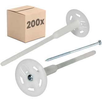 Protektor D&auml;mmstoff-Schraubd&uuml;bel WDVS D&uuml;bel f&uuml;r Fassadend&auml;mmung - 26cm, 200 St&uuml;ck, Wei&szlig;