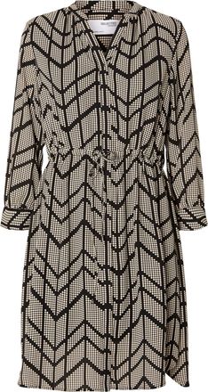 Selected Damen SLFDAMINA 7/8 Dress B NOOS Blusenkleid, Black/AOP:Abstact AOP, 42