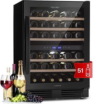 Klarstein Klarstein Cave a Vin, R&eacute;frig&eacute;rateur &agrave; Vin avec Porte en Verre, Cave &agrave; Vin de Vieillissement Double Zone, Prosecco, Bi&egrave;re, Ecran Tactile, R&eacute;frig&eacute;rateur