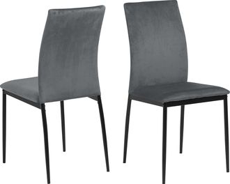 AC Design Furniture Devin Esszimmerstühle 4er Set, H: 92 x B: 43,5 x T: 53 cm, Dunkelgrau/Schwarz, Stoff/Metall