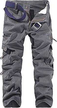 LaoZan Vintage Homme Style Militaire Cargo Sports De Combat Casual Pantalon Multi Poches Gris foncé 29