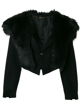 Comme Des Garçons faux-fur collar cropped jacket - Noir