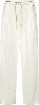 Herno Femme, Pantalons, Blanc, Taille: 34 FR Pantalon en gaze m&eacute;lang&eacute;e de lin