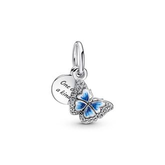 Pandora MOMENTS Charm Anh&auml;nger Blauer Schmetterling mit Nachricht Silber 790757C01