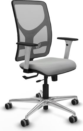 Piqueras y Crespo Drehstuhl in Grau, mit wei&szlig;en und schwarzen Armlehnen, h&ouml;henverstellbare Lendenwirbelst&uuml;tze, ausgestattet mit Syncro/Traslack und Schneideschaum, Grau