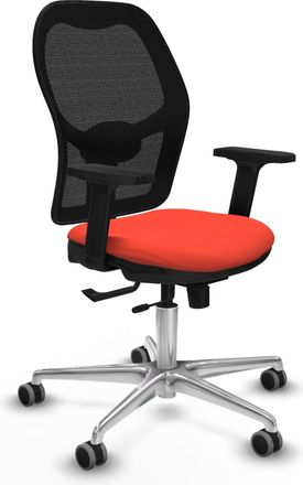 Piqueras y Crespo B&uuml;rostuhl mit 2D-Armen, h&ouml;henverstellbare Lendenwirbelst&uuml;tze, ausgestattet mit Syncro/Traslack und injiziertem Schaumstoff, Schwarz/Dunkelorange