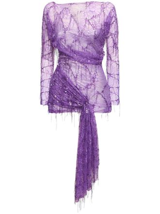 CHRISTOPHER ESBER Enceased Ivy Spitzenkleid mit Perlen - Grün