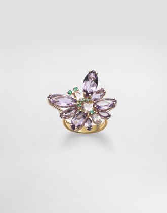 Dolce & Gabbana Butterfly Ring 18-carat Yellow Gold, Amethysts, Morganites, And Emeralds - Frau Ringe Gold 46