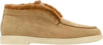 Santoni Wildleder- und Pelz-W&uuml;stenstiefel - - Shoes - Damen - Beige - 37 1/2 EU