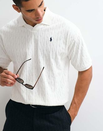 Polo Ralph Lauren Polo d&eacute;contract&eacute; &agrave; manches courtes en maille - Blanc