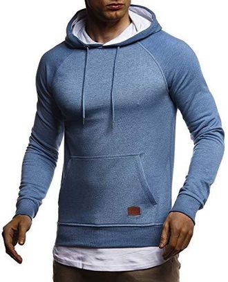 LEIF NELSON Pull à capuche pour homme - Coupe ajustée - En coton - Blanc - Moderne - Pour homme, Indigo Melange 2 en 1., XL