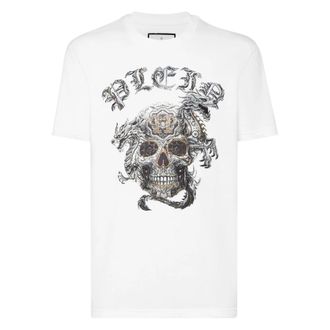 Philipp Plein T-shirt Round Neck SS Stones Skull - - Tops - Herren - Wei&szlig; - 5XL