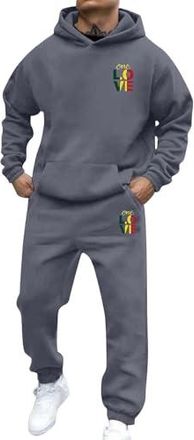 Generic Ensemble pull &agrave; capuche et pantalon de jogging d&eacute;contract&eacute; pour homme pour la Saint-Valentin, gris fonc&eacute;, XXL