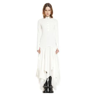 Ann Demeulemeester Tessie Serafino Dress with Chiffon ruffles