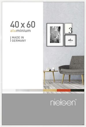Nielsen Design Bilderrahmen, 40 x 60 cm, Aluminium, Wei&szlig; Glanz, Posterrahmen zum Aufh&auml;ngen im Hoch- & Querformat, Echtglas, Pixel
