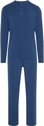 Calvin Klein Ensemble Pyjama Homme avec Patte de Boutonnage, Bleu (Dark Denim), L