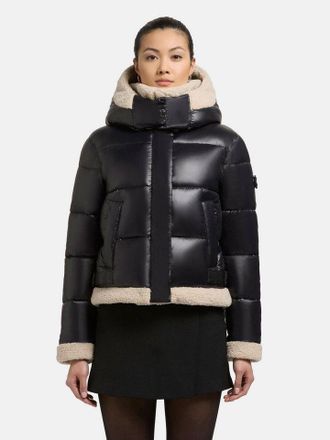 Khujo Winterjacke Nessie2 Gef&uuml;tterte Steppjacke mit Pl&uuml;schdetails und Kapuze