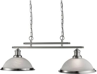 Searchlight Bistro - 2 leichte Deckenanhänger Bar Satin Silber, saures Glas, E27 - Searchlight