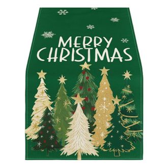 Generico Wintertischdecke, Weihnachtstischdecke, rustikaler Stil, Leinen-Tischdecke mit Weihnachtsmotiven, saisonale Dekoration für Weihnachtsessen von Invie