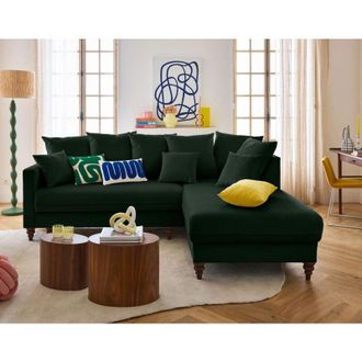 Best Mobilier Bestmobilier - Flamingo - rechts 4-sitzer schlaffunktion aus samt - grün