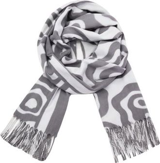 Glamexx24 Écharpe XXL pour femme - Motif léopard chaud et douillet - 3 franges colorées - Poncho - Écharpe surdimensionnée, Bleu, bleu clair, orange, taille uni