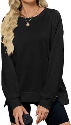 Generic Chandail surdimensionn&eacute; &agrave; col ras du cou pour femmes, chandail &agrave; manches longues, chandail d&eacute;contract&eacute; et tendance, tenue de printemps et dautomne, No