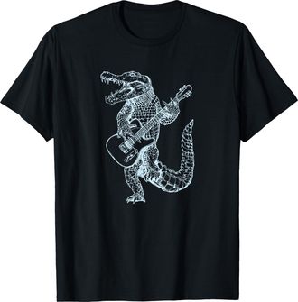 Seembo Alligator spielt Gitarre Krokodil Gitarristen Rockmusiker T-Shirt