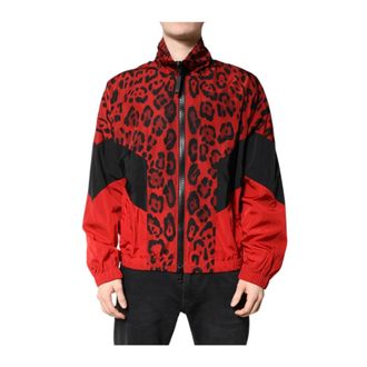 Dolce & Gabbana Bomberjacke mit rotem Leopardenmuster - - Jackets - Herren - Rot - 2XS
