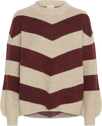 Kaffe Femme, Pulls, Multicolore, Taille: 44 FR Pull à Rayures avec Manches Bouffantes