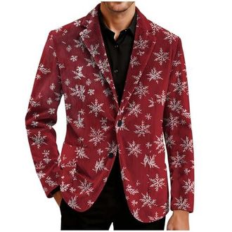 Generic Costume de Noël moche pour homme avec imprimé X-Mas - Vestes festives tendance - Revers vers vers le bas - Costume élégant et ajusté - Blazer fantaisi