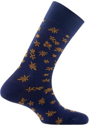 Kindy Mi-chaussettes en coton motif herbier MADE IN FRANCE - couleur - Marine - Pointure - 39-42