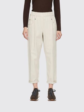 Brunello Cucinelli Cropped-Hose aus Baumwolle mit weitem Bein