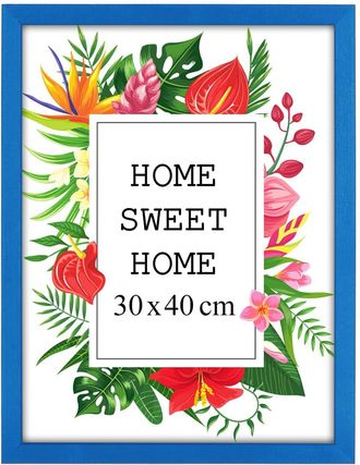 MG Design Blau Bilderrahmen 30 x 40 cm - Aus echtem Holz mit Acrylglas, zum Aufhängen & Aufstellen, für Fotos, Poster & Puzzle