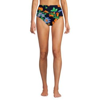 Lands End Bikinihose zum Umschlagen, High Waist, Damen, Gr&ouml;&szlig;e:48 regular, Blau, Nylon-Mischung, by Lands End