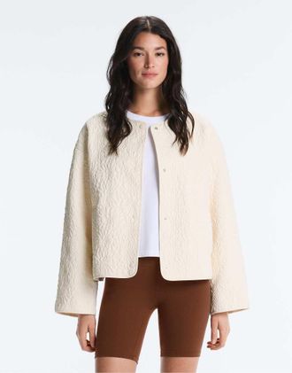 Oysho Fellex Aerogel - Veste rembourr&eacute;e &agrave; motif fleuri - Taupe-Neutral