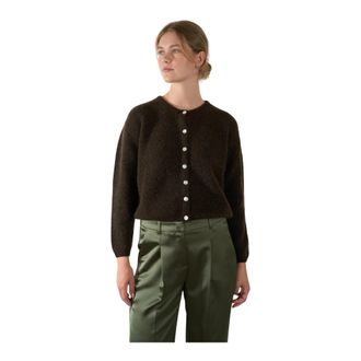 American Vintage Cropped Boxy Cardigan - - Knitwear - Damen - Braun - L