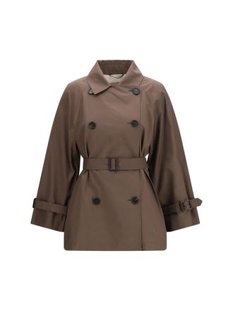 Max Mara Womens Trench Coat The Cube Chocolate Cotton & Raincoats