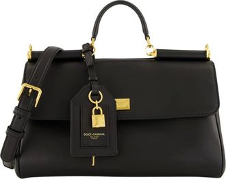 Dolce & Gabbana Femme, Sacs, Noir, Taille: ONE Size My Sicily Leather Handbag