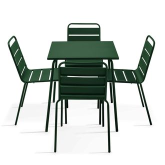 Oviala Gartentisch und 4 Stühle, aus Metall, Waldgrün - Palavas