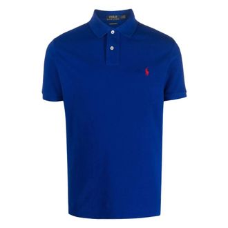 Polo Ralph Lauren Logo-besticktes Baumwoll-Poloshirt - - Tops - Herren - Blau - S