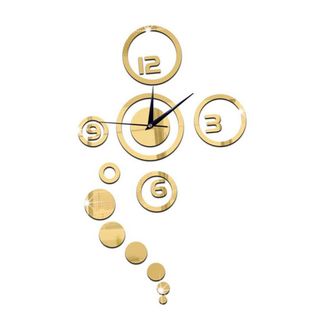 Holibanna Moderne Acryl Wanduhr Zum Kleben Stilvolle Haushalts-spiegeluhr Mit Goldfarbenem Rand Und Schwarzem Zeiger Ger&auml;uschlos Dekorativ F&uuml;r Wohnzimmer Schlaf