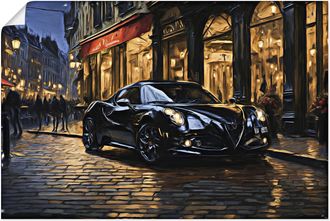 Artland Wanddeko Poster & Kunstdrucke Wandposter 60x40 cm Auto Sportwagen Alfa Romeo 4C Schwarz Brüssel U5CX