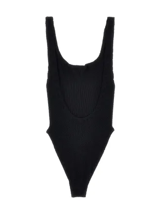 Hunza G Crinkle Fabric Square Neck One-Piece Swimsuit - Black