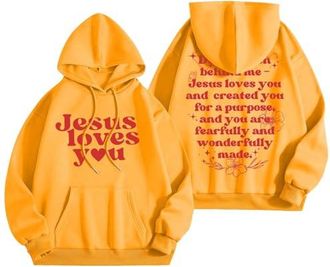 Generic Sweat &agrave; capuche &agrave; manches longues pour la Saint-Valentin 2026 pour femme, jaune, XXL