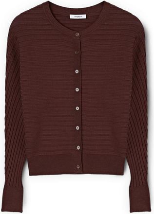 Motivi Femme, Pulls, Brun, Taille: 40 FR Cardigan en maille c&ocirc;tel&eacute;e horizontale