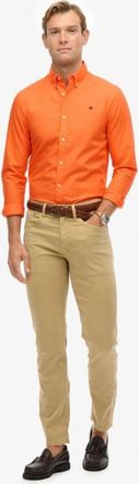 Superdry Chemise Oxford classique &agrave; manches longues - Orange chill