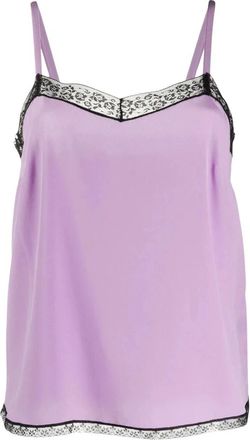 Zadig&Voltaire Top en soie orn&eacute; de dentelle - Femme - Tops - Violet - Taille: 38 FR