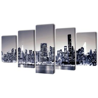 vidaXL Set de toiles murales imprim&eacute;es Horizon de New York monochrome vidaXL