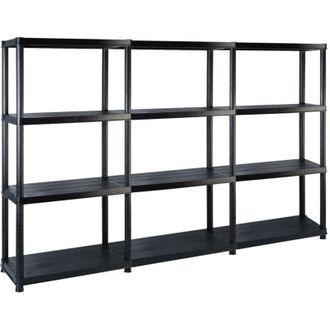 vidaXL Tag&egrave;re de rangement &agrave; 4 niveaux Noir 183x30,5x130 cm Plastique