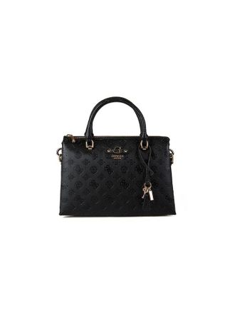 Guess Womens Handbag Black Logo Polyurethane Bags - Satchel-Bags